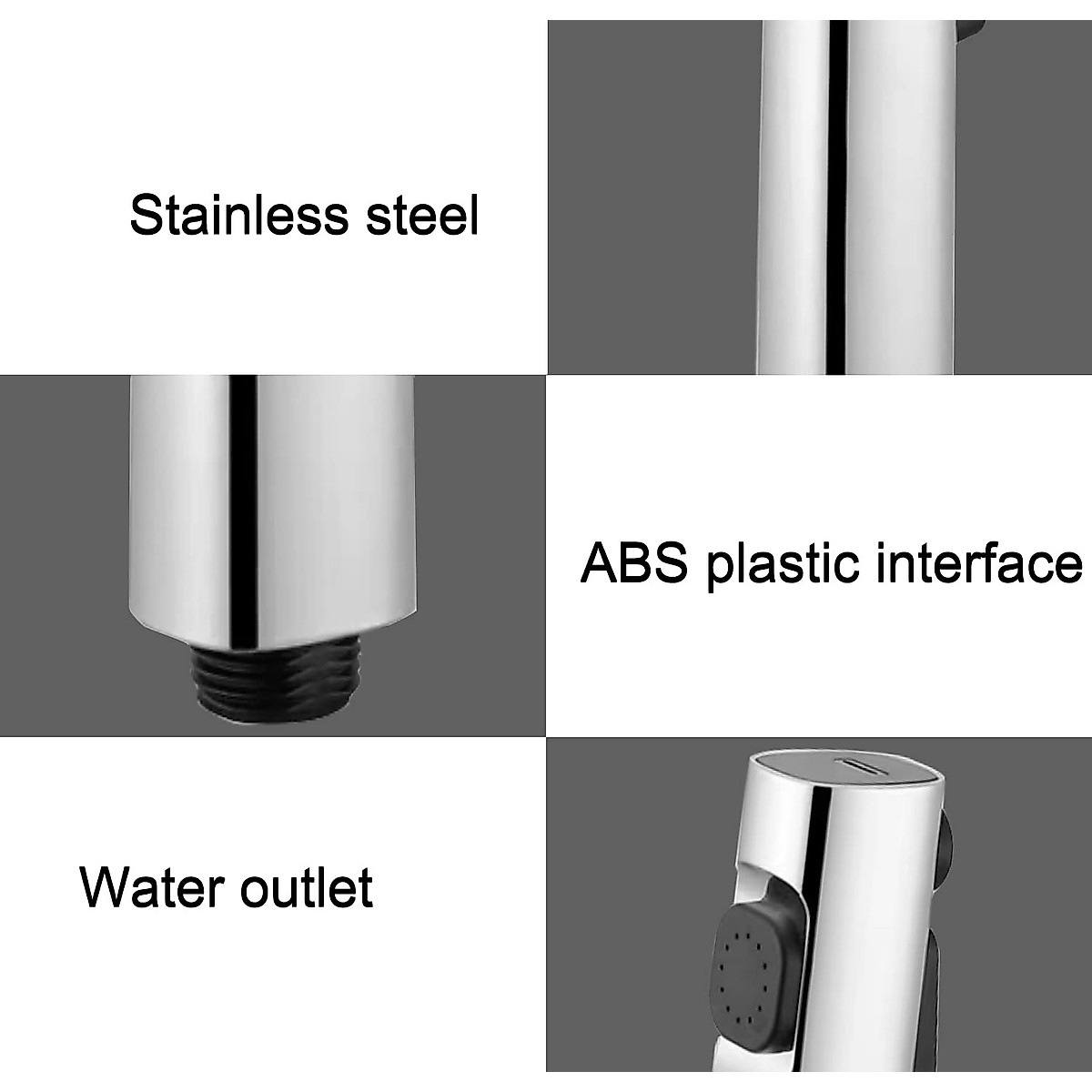 Bidet Hand Held Shower Set Dual Jet Mode Nozzle ABS Plastic Baby Cloth Diaper Spray Set with Faucet Dispenser Spring Hose Wall Mount Bracket