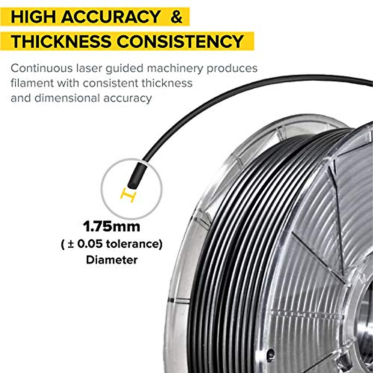 StanceMagic Black 3D Printer Filament 1.75mm PLA for 3D Printers, FDM Printers, 3D Pens, 0.8kg (1.75lbs) Pack