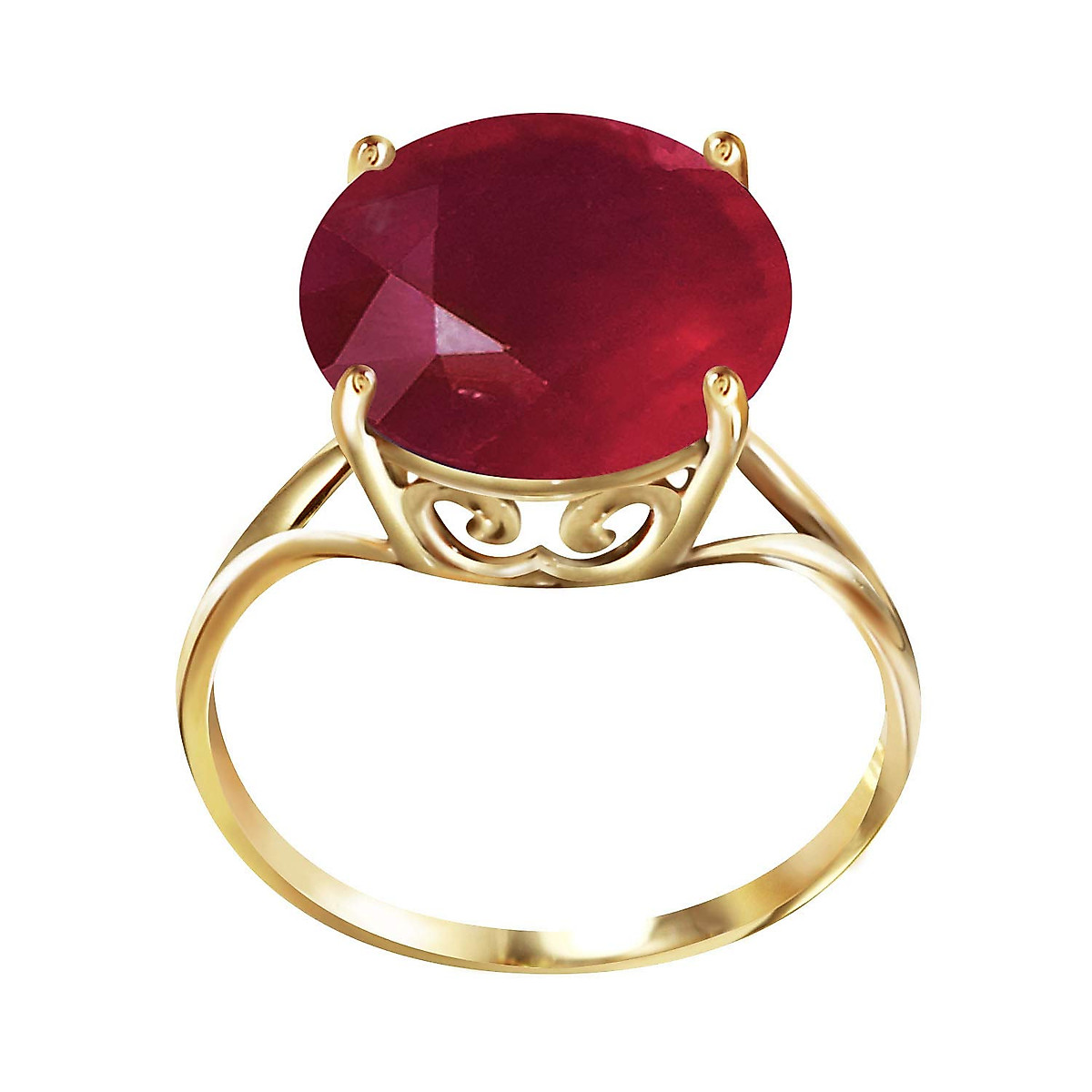 Galaxy Gold GG 14k Solid Gold Ring 12.0 mm Round Ruby (Yellow-Gold, 7.5)