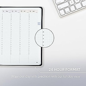 Inamio 24 Hourly Planner 2024 – 24 Hour Weekly and Monthly Appointment Book 2024 – Hardcover, Japanese Design – Minimalist Teacher Planner, Annual Planner with Time Slots – 6 x 8.5