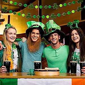 3 Pieces St. Patrick's Day Felt Balls Garland Ball Banner Irish Wool Pom Pom Garland Shamrock Banner Hanging Decoration for St. Patrick's Day Party Holiday