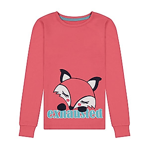 US Angels Dreamlife Girls 3 Piece Long Sleeve Snug-fit Pajama Set with Matching Eye Mask, Size 4, Pink Fox