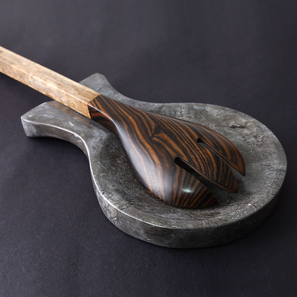 Creative Home Natural Charcoal Marble Spoon Rest Ladle Holder Spatula Holder Kitchen Countertop Organizer, 8.6" x 4-9" x 0.8" H, Dark Grey