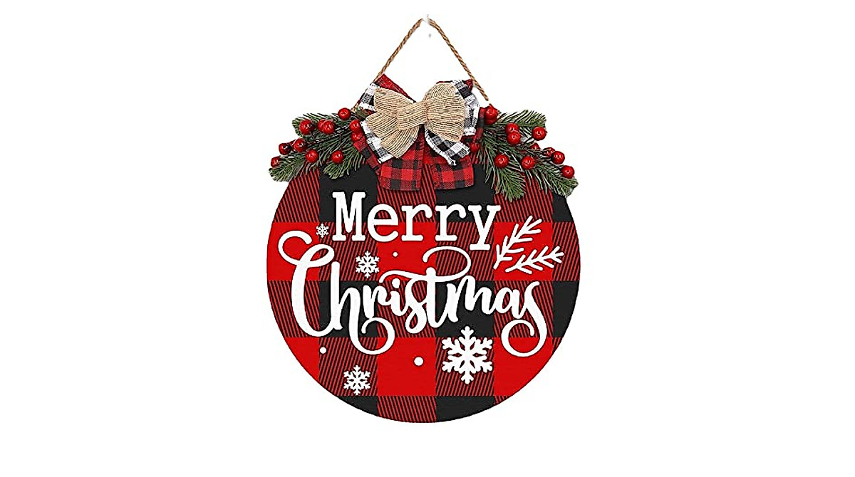 Hooshing Red Buffalo Plaid Christmas Sign - Perfect Holiday Decor