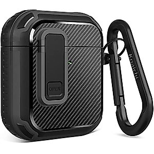 Koaichi for AirPods 2nd/1st Generation Case, Full-Body Ultra-Hard Shell Protective Cover with Lock, Powerful Drop Protection, Well Built Case Designed for AirPods 2/1, Black