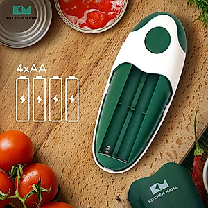 Kitchen Mama Auto 2.0 Electric Can Opener: Refined Blade Opens Almost Any Cans - Automatic, Hands Free, Smooth Edge, Food-Safe, Battery Operated, YES YOU CAN (Alpine Green)