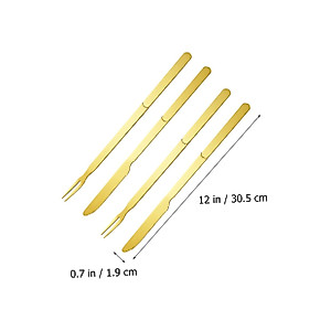 Yardwe 4 Sets Barbecue and Fork Cooking Fork Meat Fork Cheese Knives Roasting Fruit Barbecue Meat Barbecue Fork BBQ Tool BBQ Fork Stainless Steel Long Handle