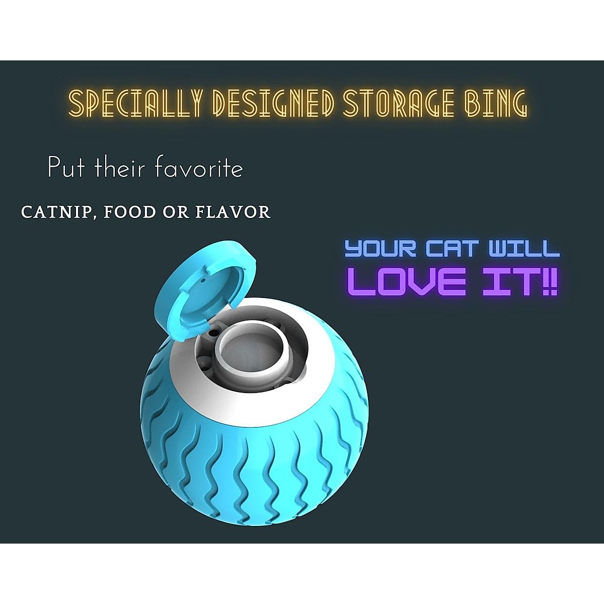 MYKIKI´s Catnip Smart Interactive Cat Toy, 2 Modes to Use, Automatic Rolling Ball for Indoor Cat Kitten, Quiet Operation, Easy to Use, Obstacle Avoidance, USB Rechargeable.