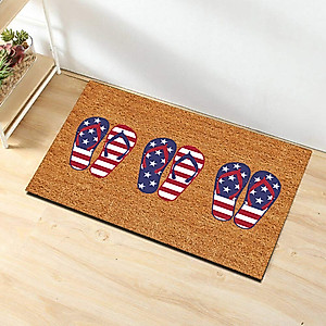 MOMOBO Funny Doormat Custom Indoor Doormat -Flip Flop American Flag Doormat Funny Front Mats Home and Office Decorative Entry Rug Garden/Kitchen/Bedroom Mat Non-Slip Rubber 23.6 x15.7 Inch