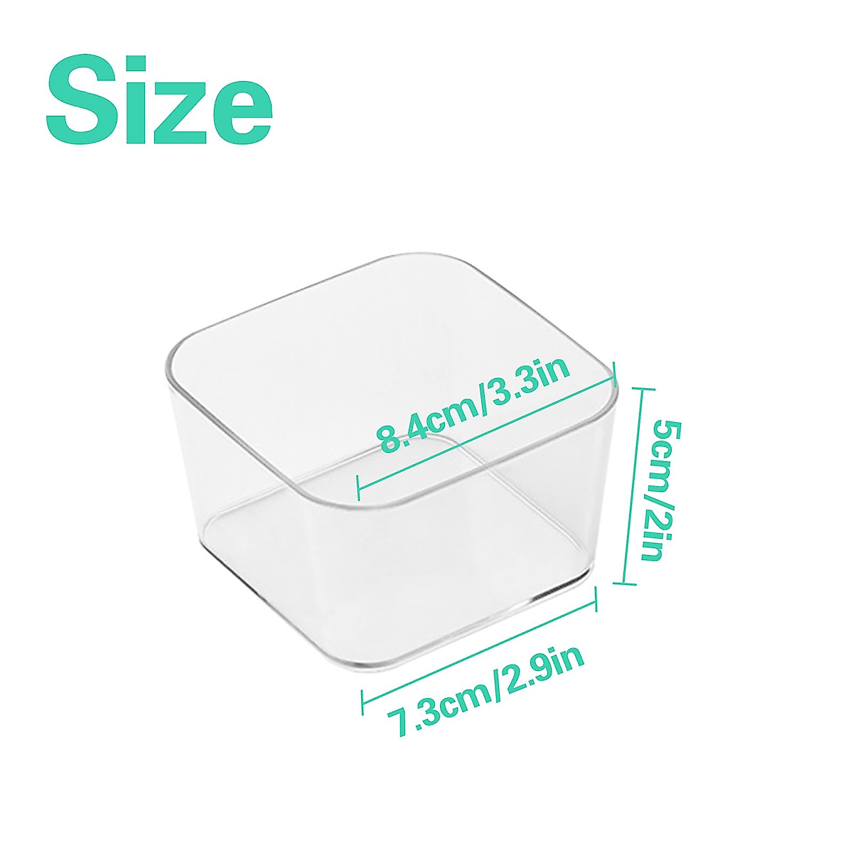 6pcs Clear Acrylic Storage Container, Desk Organizer Drawer Square Tray, Small Makeup Vanity Storage Bins Widely for Kitchen Cabinet, Tool, Office Desk, Gadgets, Pens, Paper Clips, No Lid