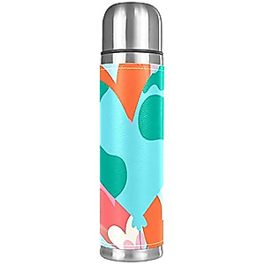 Heart Shaped Balloons Stainless Steel Coffee Thermos, Double Walled Insulated Water Bottle for Outdoor Sports, Office, Car (17 OZ/500ML)