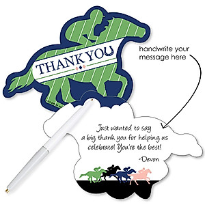 Big Dot of Happiness Kentucky Horse Derby - Shaped Cards - Race Party Thank You Note with Envelopes - Set of 12