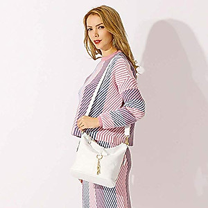 Fashion Designer Women Shoulder Bag Metal Tassel Real Leather Tote Handbag Ladies Crossbody (White)