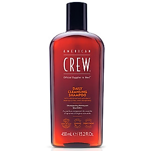 Shampoo for Men by American Crew, Daily Cleanser, Naturally Derived, Vegan Formula, Citrus Mint Fragrance, 15.2 Fl Oz