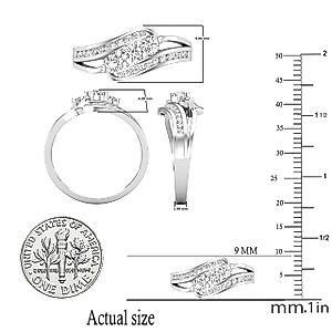 Dazzlingrock Collection 0.50 Carat (ctw) Round White Diamond Split Shank Bypass Twist Swirl Style Three Stone Engagement Ring 1/2 CT | 14K White Gold, Size 6