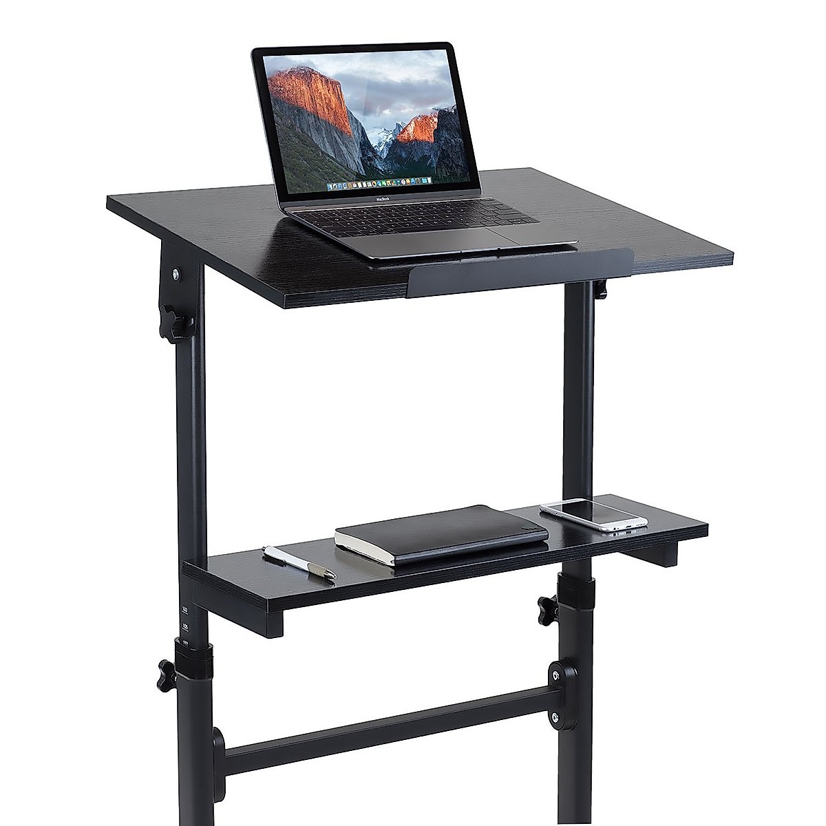 Mount-It! Mobile Stand Up Desk, Portable Podium and Presentation Lectern Height-Adjustable Multi-Purpose Standing Workstation,Black.