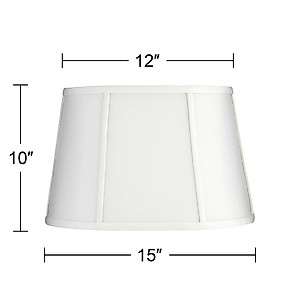 White Racetrack Small Oval Lamp Shade 12" Wide and 9" Deep at Top x 15" Wide and 12" Deep at Bottom x 10" Slant x 10" High (Spider) Replacement with Harp and Finial - Springcrest