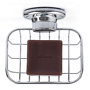 SANNO Suction Cup Soap Holder, Soap Dish Saver Tray Bar Soap Sponge Holder for Shower Wall, Bathroom, Tub and Kitchen Sink stainless steel