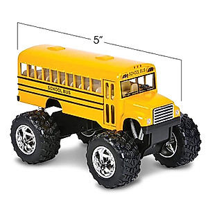 Rhode Island Novelty 5 Inch Die-cast Metal School Bus Big Wheel Monster Truck One School Bus