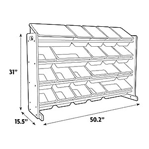 Humble Crew Extra-Large Kid's Toy Organizer, 20 Storage Bins, Universal, Grey/White