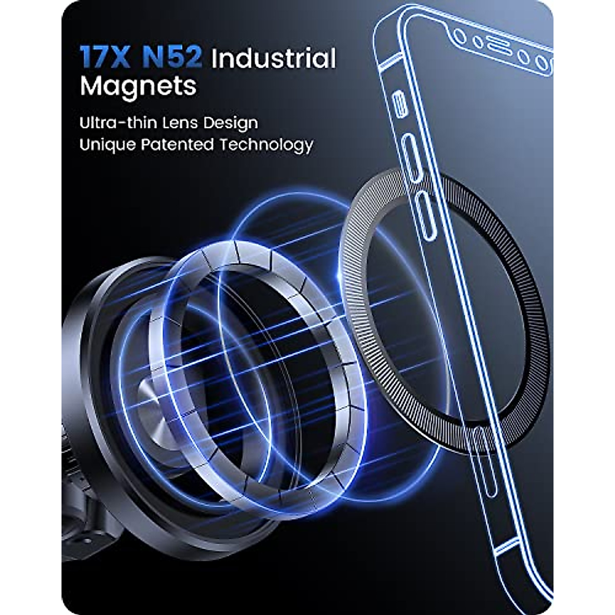 OQTIQ for MagSafe CD Phone Mount[Hollow Ring Design] Magnetic Phone Holder for Car CD Phone Holder Mount for iPhone 15 14 13 Pro Max Mini Plus MagSafe Case All Phones