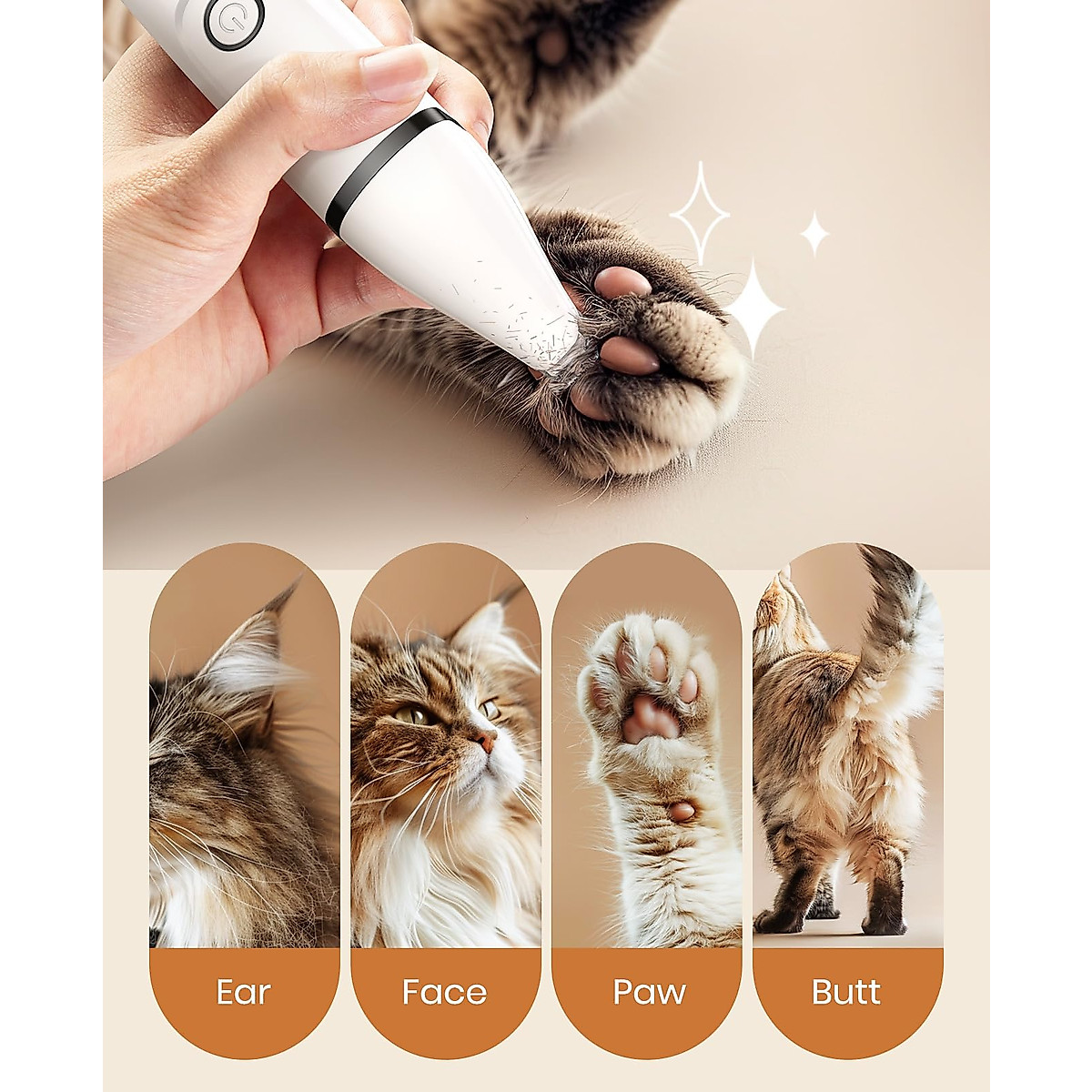 oneisall 2 Speed Paw Trimmer with 3 Blades, Rechargeable Cordless Cat Paw Trimmer Pet Paw Trimmer, Low Noise Cat Hair Trimmer for Dog Cat Pet's Hair Around Paws, Eyes, Ears, Face, Rump