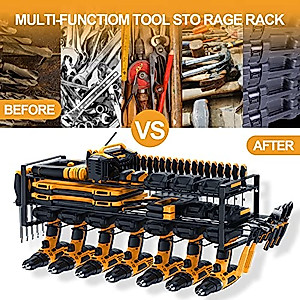 THILEMON Power Tool Organizer, 3 Layers 7 Drill Holder Heavy Metal Power Tool Organizer Wall Mount, Garage Organization, Power Tool Organizer