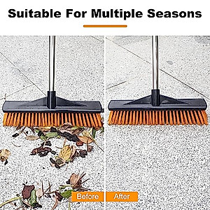 16" Heavy Push Broom for Outdoor Floor Cleaning Heavy Duty Outdoor Broom with 54" Long Handle,Outdoor Broom for Deck,Driveway,Garage,Yard,Deck,Patio,Warehouse,Concrete