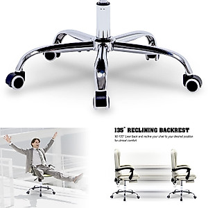 Belandi Massage Office Chair, Ergonomic Executive Computer Chair w/Foot Rest, PU Leather Executive Office Chair w/Heated, Padded Armrest, High Back Swivel Recliner for Office Home Study (White)