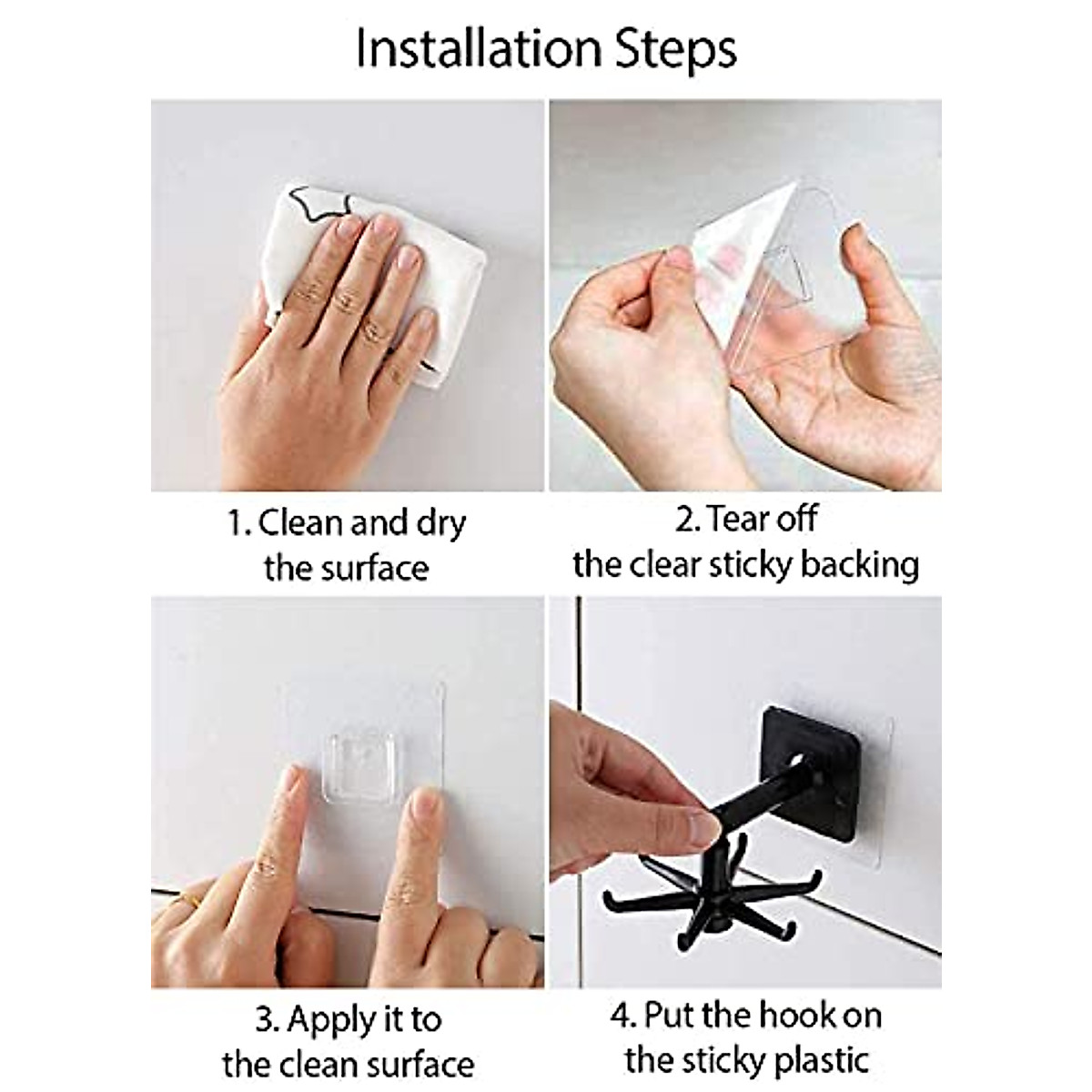 365Home Hanging Utensil Holder Hooks Kitchen Utensil Hanger Wall Mount 360 Degrees Rotating Folding Hook Self Adhesive Hook Utensil Rack with 6 Hooks for Kitchen Bathroom Cabinet (2 White)