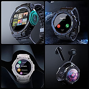 JZ&TS LOKMAT Sky Smart Watch SOS Emergency Calls Fitness Tracker Waterproof Sports Smartwatches Bluetooth Watch Men Women for iOS Android (White)