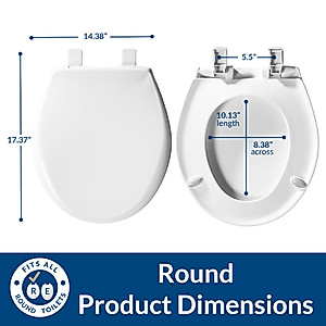 MAYFAIR 887SLOW 000 Affinity Slow Close Removable Plastic Toilet Seat that will Never Loosen, Providing the Perfect Fit, ROUND, Long Lasting Solid Plastic, White