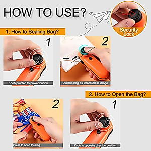 Mini Bag Sealer, 2 in 1 Bag Sealer Heat Seal Rechargeable and Cutter, Mini Chip Bag Sealer Heat Seal with Soft Magnetic -Black