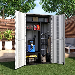 ADDOK Metal Shelve Laminate kit,Vertical Outdoor Storage Cabinet Specialized,68” x 46” x 15”(Black)