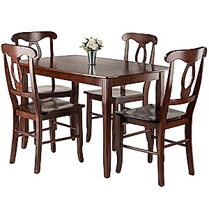 Winsome Inglewood 5-PC Set Table w/ 4 Key Hole Back Chairs Dining, Walnut