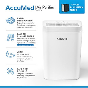 AccuMed HEPA Air Purifier, Removes Pet Hair and Smoke, White (A310W)