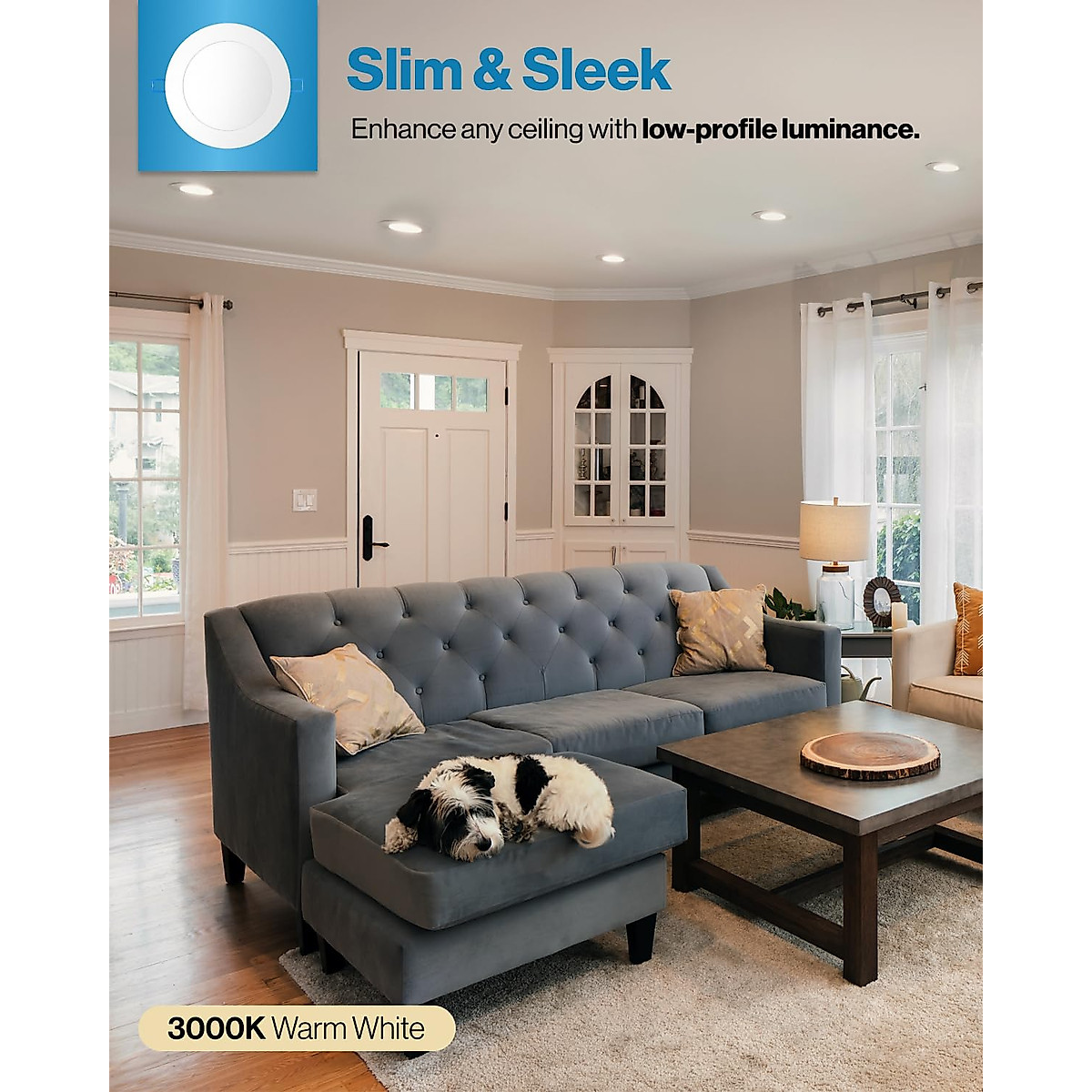 Sunco 6 Pack 4 Inch Ultra Thin LED Recessed Ceiling Lights Slim 3000K Warm White, Dimmable, 10W, Wafer Thin, Canless with Junction Box