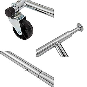 DRM Heavy Duty Collapsible Garment Rack, Clothing Rack, Robust Hanging Rail, for Coats, Shirts, Dresses, Scarves, Bags with Adjustable Clothing Hanging Arm on Wheels