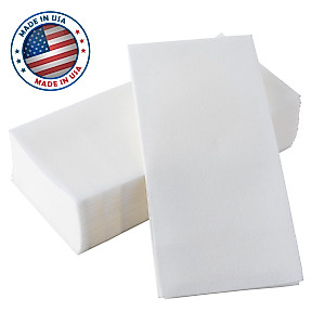 200 BloominGoods Disposable Bathroom Napkins | Single-Use Linen-Feel Guest Towels | Cloth-Like Hand Tissue Paper, White, 12" x 17" (Pack of 200)