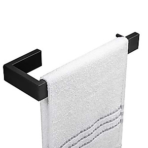 Bathroom Wall Mounted Hand Towel Holder, Pynsseu SUS304 Stainless Steel Towel Ring, Square Hand Towel Bar for Bathroom Hardware (1Pack Black )