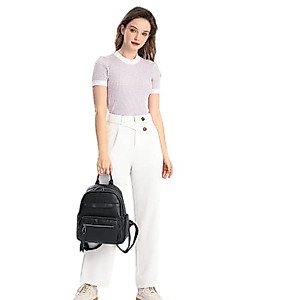 AMELIE GALANTI Small Black Backpack Purse For Women,Womens Casual Leather Daypack Backpacks