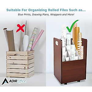 Adir Mobile Blueprint Roll File Holder - Mobile Roll File Organizer Cart for Home Office or School. 20 Slots Blueprint File Holder with Wheels for Maps, Plans, Posters