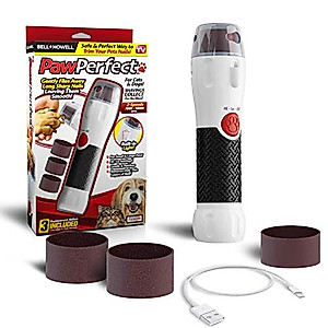 Bell+Howell Pawperfect Rechargeable Cordless Dog and Cat Nail Trimmer with Safety Guard, 5000-7000 RPM's, Gentle and Painless Dremel Dog Nail Grinder w/ 3 Modes with 3 Replacement Rollers