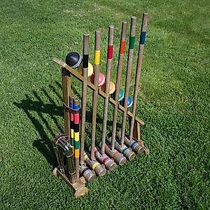 Franklin Sports Outdoor Croquet Set - 6 Player Croquet Set with Stakes, Mallets, Wickets, and Balls - Backyard/Lawn Croquet Set - Vintage