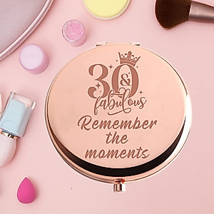 KEYCHIN 30th Birthday Pocket Mirror Happy 30 Year Old Birthday Gifts Remember The Moments 30th Compact Mirror for Sister Wife Friend Coworker (30th-RG)