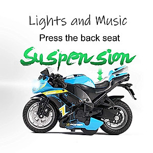 Gilumza Pull Back Motorcycle Toys, Tiny Gift with Music Lighting, Race Motorcycles Toy for Boys Kids Christmas Birthday Age 3-12 Year Old