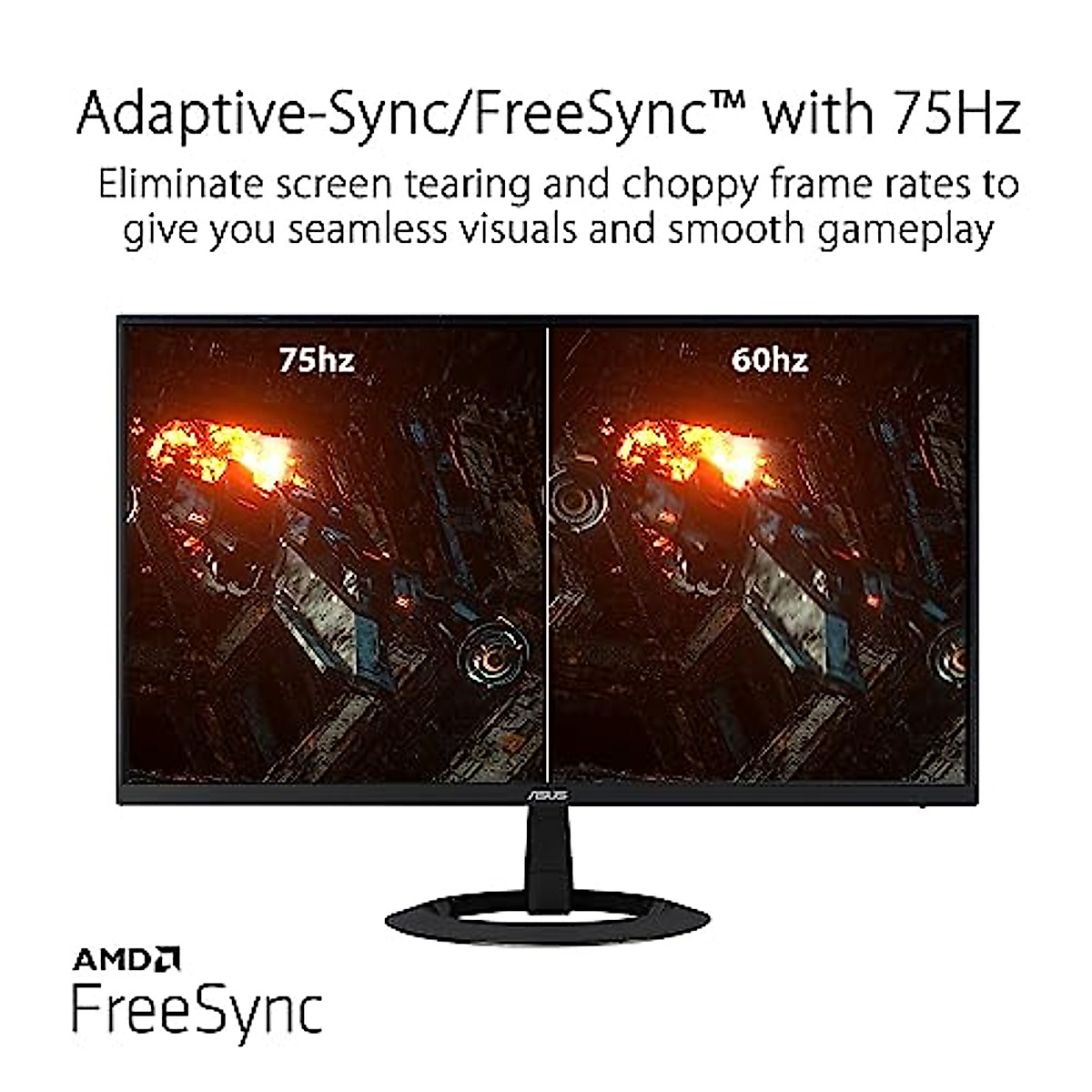 ASUS 22” (21.45” viewable) 1080P Eye Care Monitor (VZ22EHE) - Full HD, IPS, 75Hz, 1ms (MPRT), Adaptive-Sync, HDMI, Low Blue Light, Flicker Free, HDMI, VGA, Ultra-Slim,Black