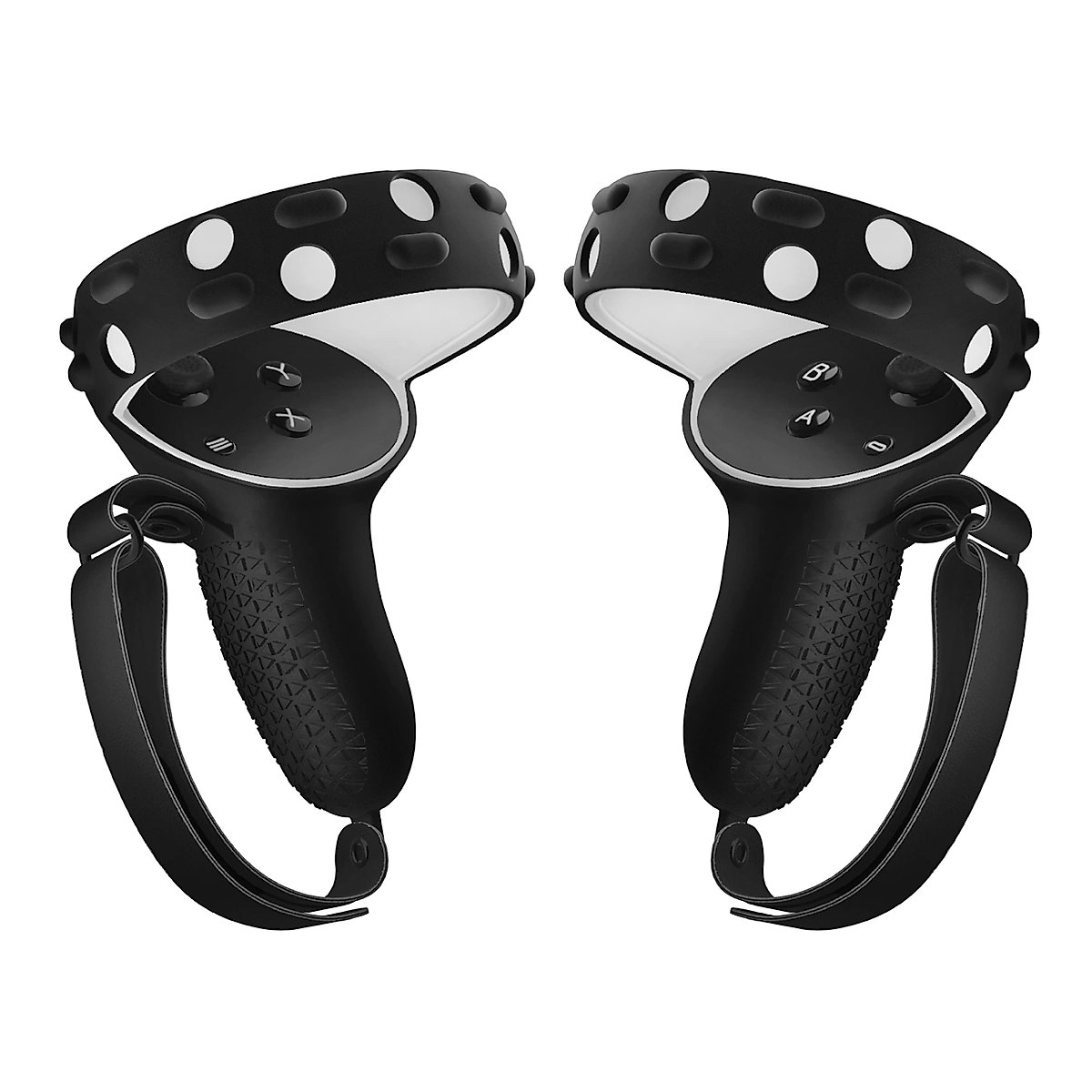 TNP Controller Grips for Oculus Quest 2 / Meta Quest 2 Knuckle Strap Black VR Touch Controller Hand Grip Cover Protector Sleeve with Anti-Throw Adjustable Straps