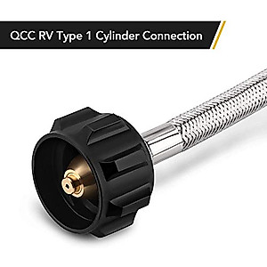 Bbqzone Propane Hoses and Fittings rv Quick Connect, 12-inch Stainless Braided RV Propane Hose Connector, Type 1 Tank Connection, 1/4 Male NPT, 2-Pack