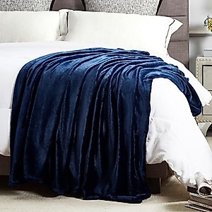 DREAMNINE Large Soft Plush Fleece Throw Blanket 60" x 80", Solid Shag Minky Lightweight Fuzzy Flannel Blanket for Bedroom, Luxury Washable Cozy Warm Velvet Blankets for Couch Sofa, Twin Size,Navy Blue